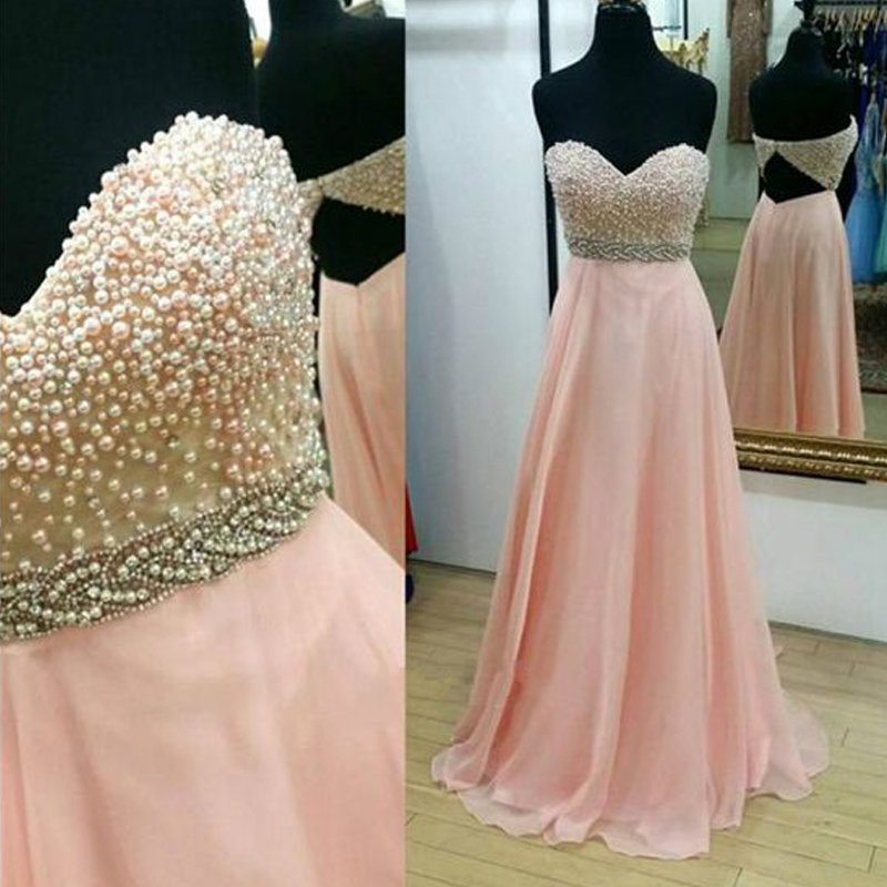Pearls Prom Dresses, Sweetheart Prom Dresses, Chiffon Prom Dresses ...