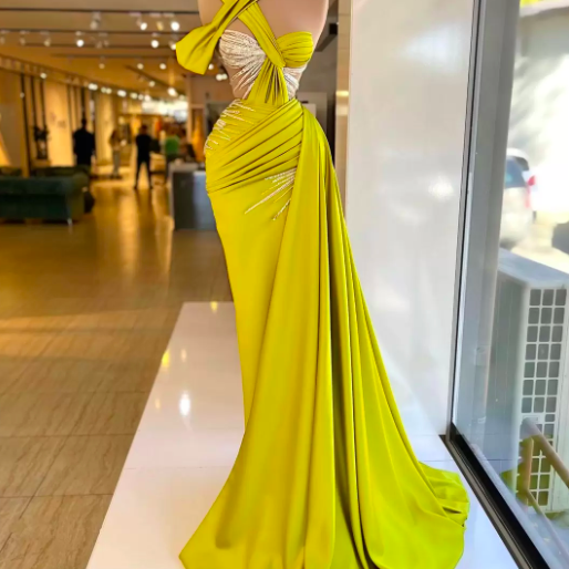 Arabic Prom Dresses, Pleats Prom Dresses, Mermaid Prom Dresses, Side ...