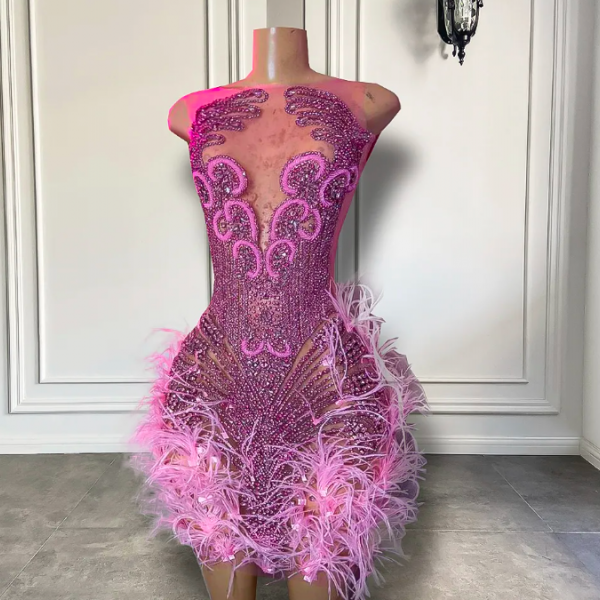 Luxury Long Orange Prom Dresses 2023 Sexy Side Slit Feather Sheer O