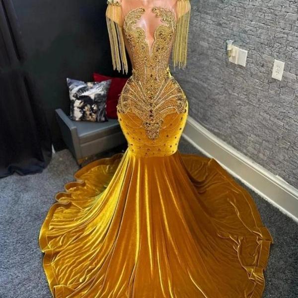 Gorgeous Long Prom Dresses 2023 Mermaid Style Luxury Sparkly Silver Crystals Red Sequin Black ...