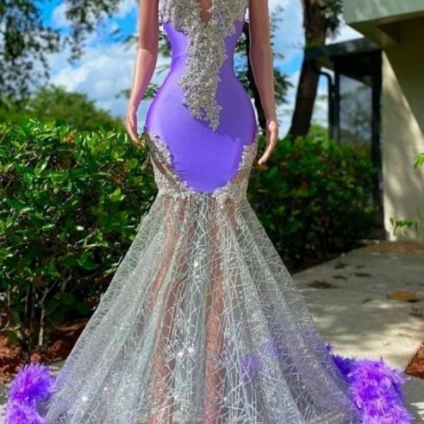 Champagne Sparkly Sequin Mermaid Prom Dresses Long For Women 2025 V Neck Pleated Tight Formal ...