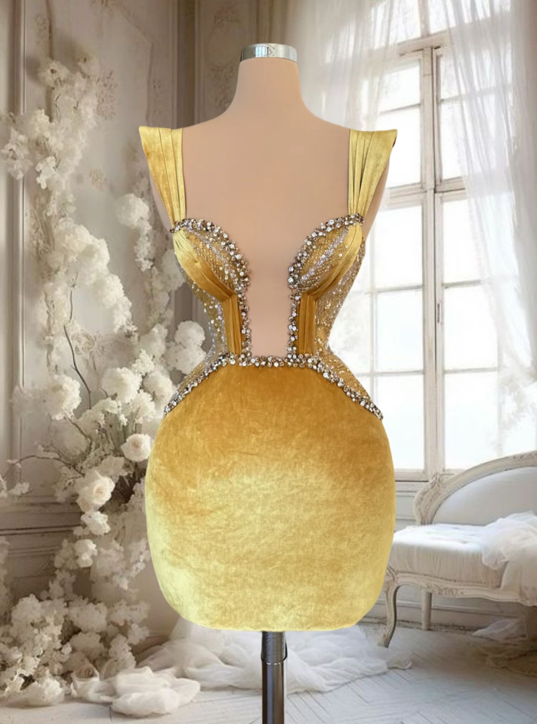 Gold Short Homecoming Dresses Sweetheart Neckline Crystal Beading ...