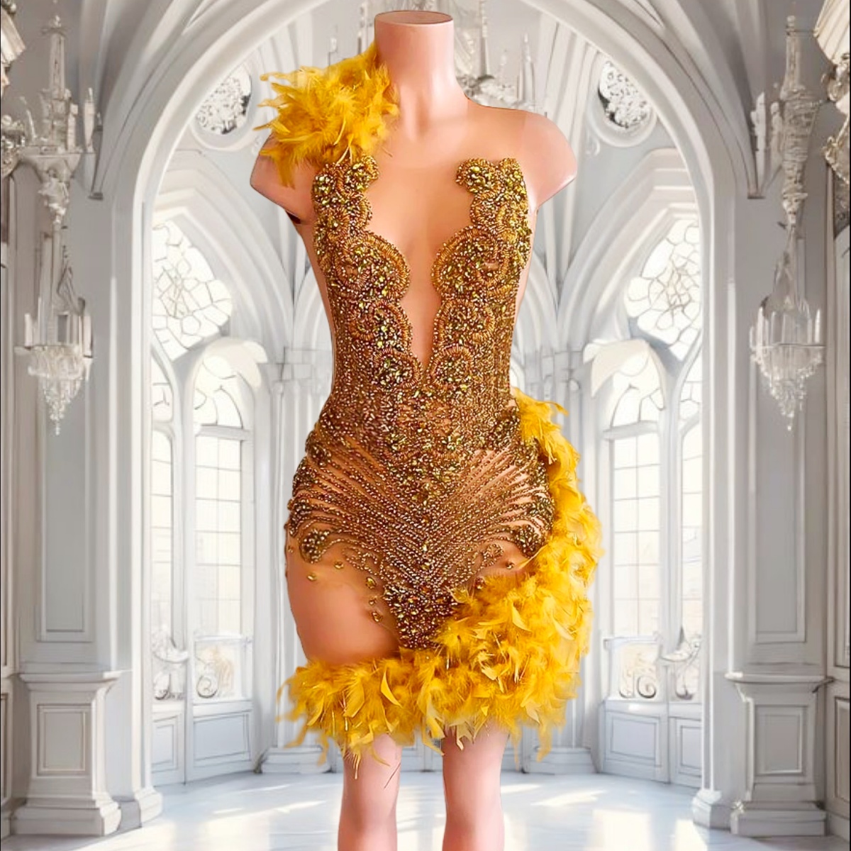 Sexy See Through Sheer Mesh Birthday Party Formal Gowns Sparkly Luxury Gold Diamond Black Girls ...