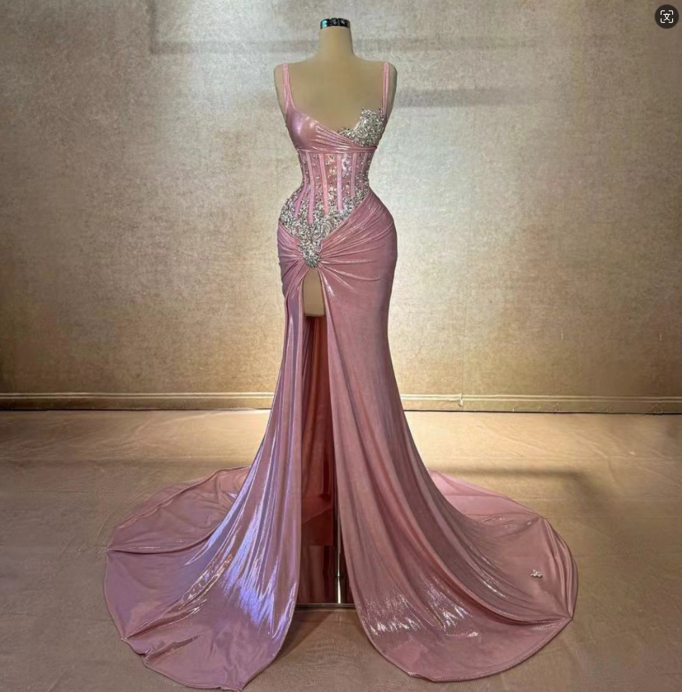 Dusty Rose Peated Corset Prom Dresses Long For Women 2025 Lace ...